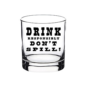 Rogue River Tactical Funny Drink Responsibly Old Fashioned Whiskey Glass Drinking Cup Gift For Him Men Dad Grandpa