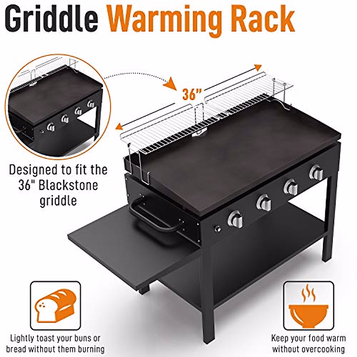 Yukon Glory™ Griddle Warming Rack - Designed for Blackstone Griddles 28" 1517 - New & Improved Design, One-Step Clip on Attachment (Not for Pro-Series)