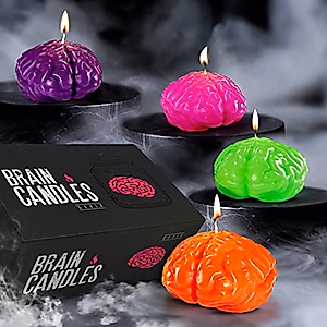 GAVIA Brain Candles - Scented Halloween Candles - Gothic Decor - Skull Decor - Gothic Candle Holder - Spooky Candle Holder - Gothic Home Decor - Spooky Gifts - Goth Room Decor - Pink & Purple