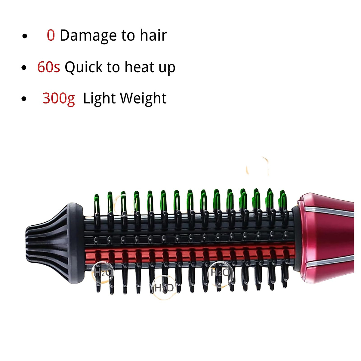 Mini Collaspe Hair Curler, Tangle-Free Curling Iron Brush and Volumizer, 1 inch Dual Voltage Travel-Friendly Tourmaline Ceramic Ionic Brush Styling Wand（Don't Blow Air