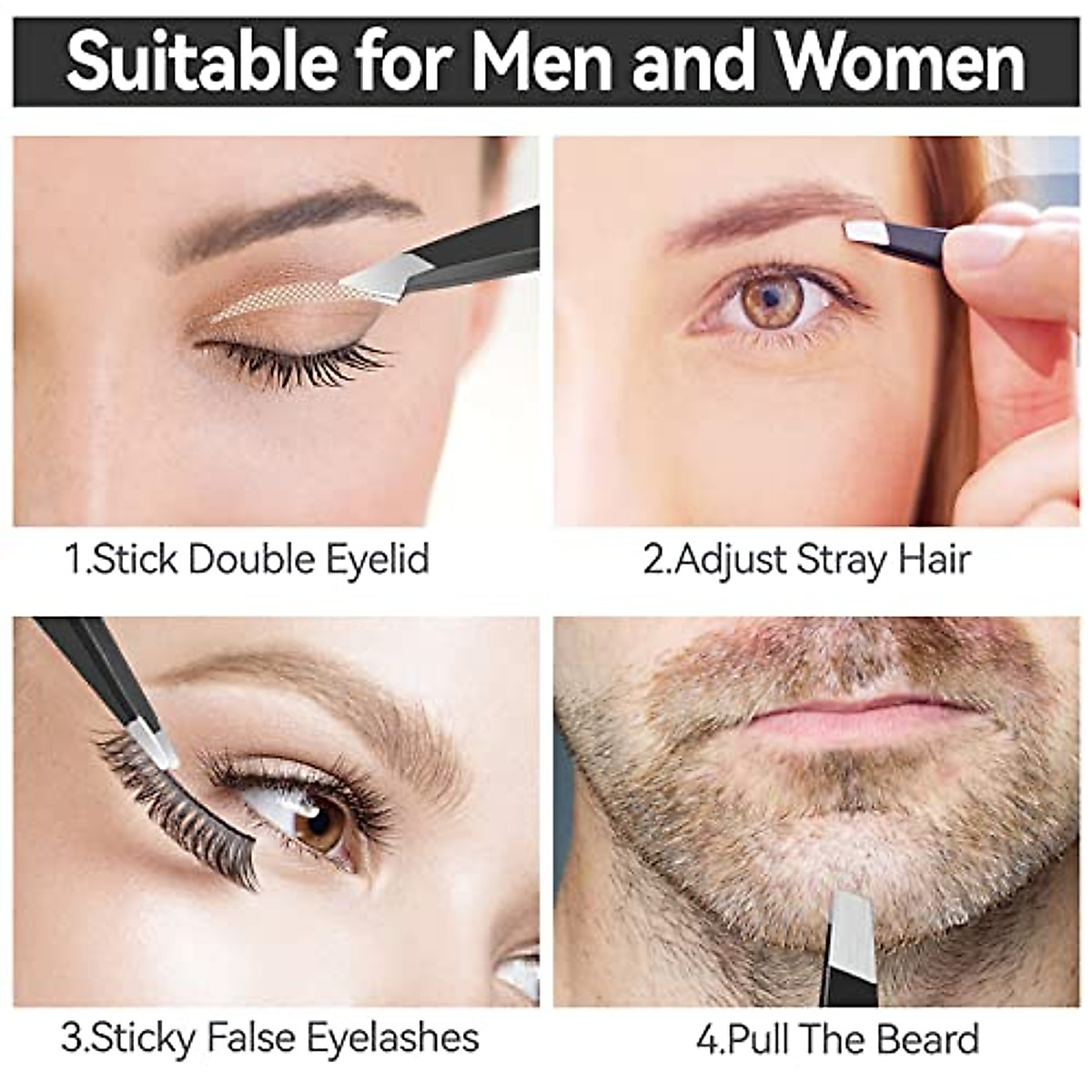 Tweezers Set-4 Pieces Gotcha You Looked Circle Punch Game - Sticker.1 (Black)