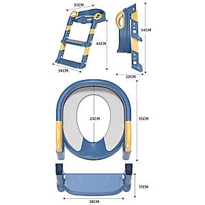 Kids Potty Training Toilet Seat, 2 Colors, Folding Step Stool Prevent Slipping Soft Silicone PU Baby Toilet Potty Seat (Yellow Blue)