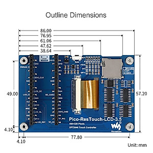 waveshare 3.5 inch LCD Touch Display for Raspberry Pi Pico 480×320 Touchscreen 65K Colors IPS Display SPI Interface for Raspberry Pi Pico
