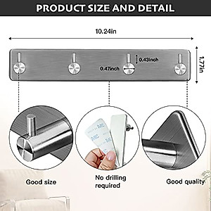 Wapodeai Wall Hooks for Hanging - 4 Hooks, Suitable for Office, Foyer, Kitchen, Hallway.