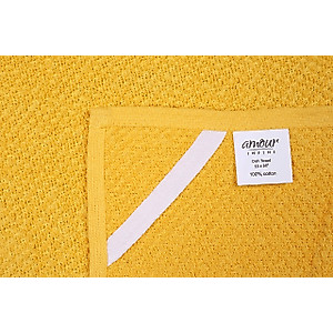 AMOUR INFINI Kitchen Towels Pack of 4 Absorbent, Quick Drying Premium Terry Cotton Dish Towel with Hanging Loop 16x28 Inch Hand & Tea Towels (Yellow)