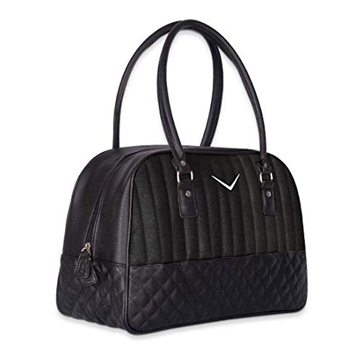 LiquorBrand Women's Large Overnight-Bowler Bag Purse (Black Metal Flake)