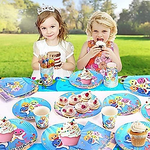 239 pcs Shark Birthday Decorations Set, Shark Party Supplies serves 16 guests, Shark Party Decorations