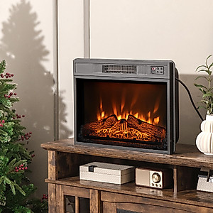 GOFLAME 23-Inch Electric Fireplace Insert, 1400W Recessed Fireplace Heater with Remote Control, Thermostat, 3 Flame Brightness, 6H Timer, Overheat Protection, Freestanding Fireplace for Living Room