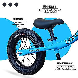 Banana LT Balance Bike - Lightweight Toddler Bike for 2, 3, 4, and 5 Year Old Boys and Girls - No Pedal Bikes for Kids with Adjustable Handlebar and seat - Aluminium, EVA Tires - Training Bike (Blue)