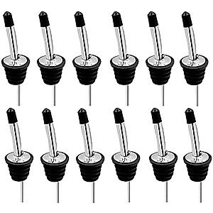 24 Pack Liquor Pour Spouts Set - Stainless Steel bottle spout and Liquor Pourers Dust Caps Covers