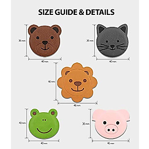 Ringke Magnetic Character Metal Plate Kit - Animal Edition (5 Pack, 1 Each) with 3M Adhesive Pad Compatible with Magnet Phone Car Mount Holder for Smartphone, iPad, Tablet, and Other Devices