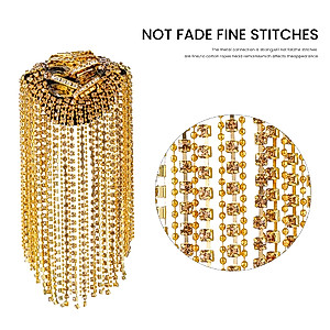 IUASZZ 2 Pieces Tassel Epaulets Metal Fashion Shoulder Jewelry Rhinestones Cloth Accessories Brooches for Women, 2.2×4in (Gold)