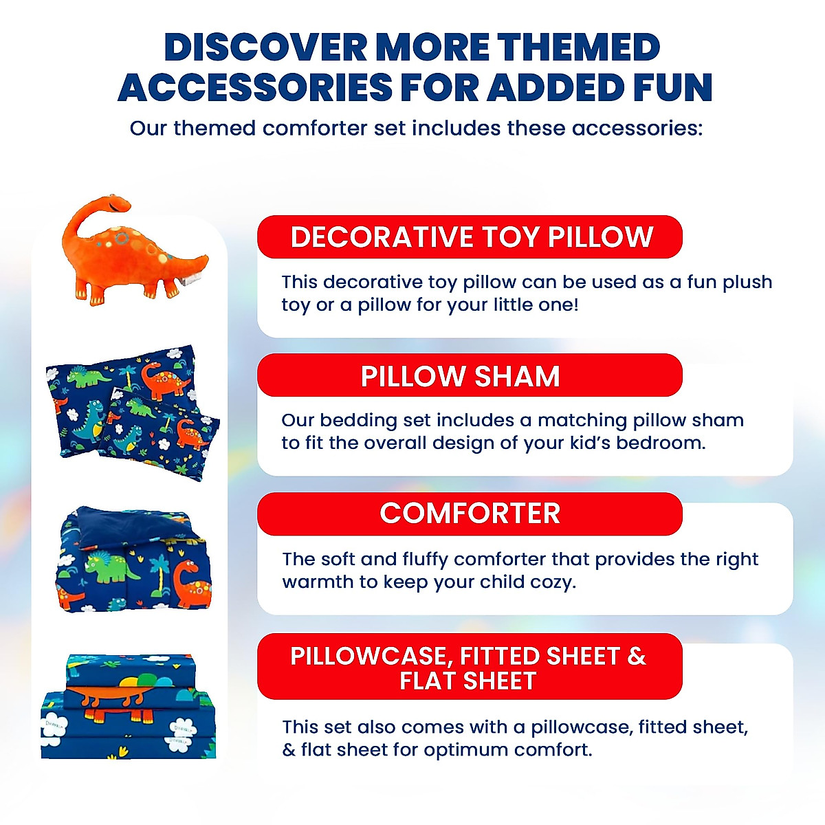 Sapphire Home 6 Piece Dinosaur Twin Bedding Set for Boys, Bed in a Bag, Kids Comforter Set with Bed Sheets, Pillow Case, Toy Pillow, Toddler Bedroom Kit, Dinosaur Room Decor for Boys, Twin Size