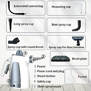 Steamer for Cleaning, Handheld Steam Cleaner, Handheld Pressurized Steamer Cleaners with 9-Piece Accessories for Stain Removal, Car Seats