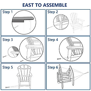 PIZATO Kids Adirondack Chair, Recyclable Durable HDPE Composite Adirondack Chairs Weather Resistant Adirondack Rocking Chair Fire Pit Chairs for Patio Backyard Garden, White