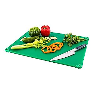 18" x 24" Green Durable Plastic Cutting Board - Rubber Corner Grips Prevent Slipping - Color-Coded for HACCP Food Safety Compliance - Measurement Markers for Precise Cutting - Dishwasher Safe - 1-CT
