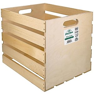 LEISURE ARTS Good Wood Wooden Crate, Wood Crate Unfinished, Wood crates for Display, Wood crates for Storage, Wooden crates Unfinished, Solid End, 16" x 13.5" x 13.5"