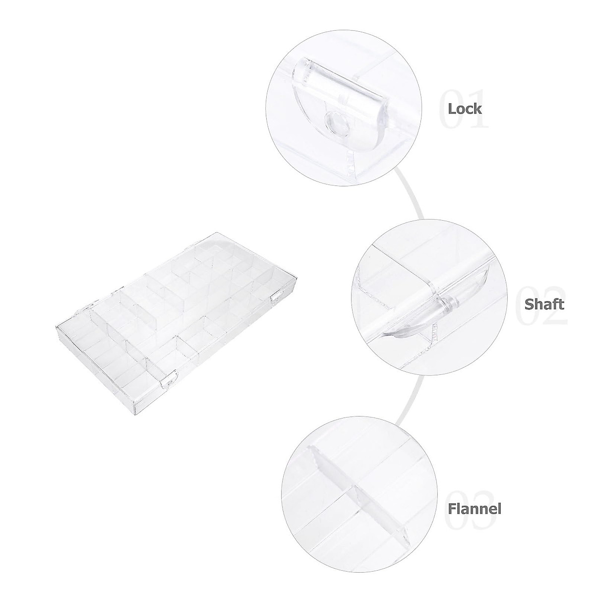 FOMIYES 1Pcs Nail Art Tip Storage box Nail Charm Storage Organizer Transparent False Nail Container Plastic Bead Storage Case with Movable Dividers for Small Earring Jewelry Craft
