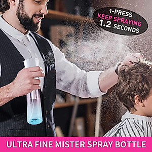 Continuous Hair Plant Mister Spray Bottle, Fine Empty Small Mist Spray Bottles, Water Alcohol Cleaning Mist Bottle for Curly Hair Styling Products,Plants,Barber Accessories