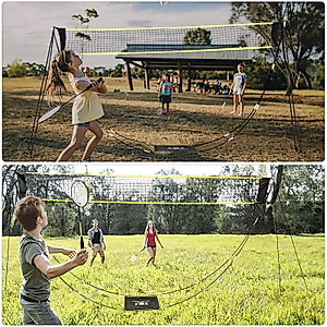 KIKILIVE Weiershun Portable Badminton Net with Stand Carry Bag, Folding Volleyball Tennis Badminton Net – Easy Setup for for Outdoor/Indoor Court, Backyard, No Tools or Stakes Required