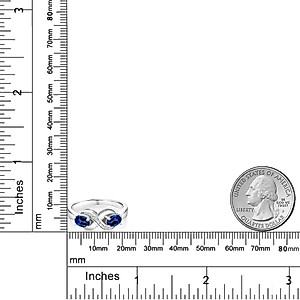 Gem Stone King 925 Sterling Silver 2-Stone Gemstone Birthstone and White Created Sapphire Infinity Promise Forever Love Knot Ring For Women | Oval 6X4MM | Available In Size 5, 6, 7, 8, 9