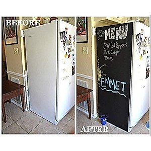 Chalkboard Blackboard Paint - Brush on Wood, Metal, Glass, Wall, Plaster Boards Sign, Frame or Any Surface. Use with Chalk Pen Wet Erase, Non-Toxic - Matte Finish [Black] - (8.5oz Cover 32 sf)