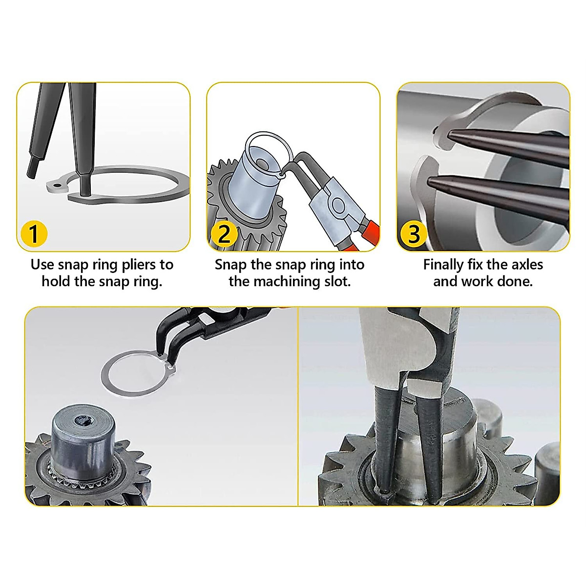 Elantek 330Pcs 15-Size Metric 304 Stainless Steel External Retaining C-Clips Rings/External Circlip Snap Retaining Clip Ring Assortment Kit - 4mm to 28mm