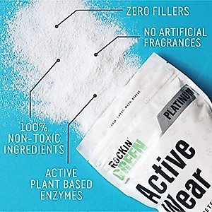 Rockin' Green Active Wear Detergent (90 Loads), Plant based, All Natural Laundry Detergent Powder, Vegan and Biodegradable Odor Fighter, Safe for Sensitive Skin, 45 oz (Unscented)