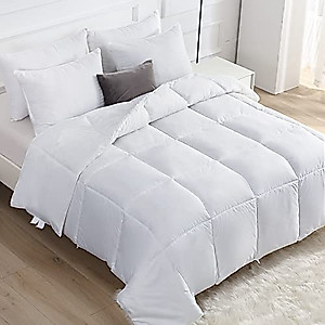 JOLLYVOGUE Down Comforter King Size, Down Duvet Insert for All Season with Corner Tabs ＆ Box Stitched Quilted White(102x90 Inches)