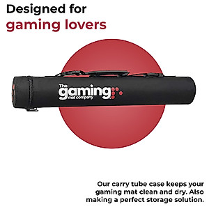 The Gaming Mat Company 2 Player Compatible Pokemon Playmat for Pokemon Cards- 28" x 18" x 0.16" Black & Red Battle Mat Stadium Board & Carry Case/Tube