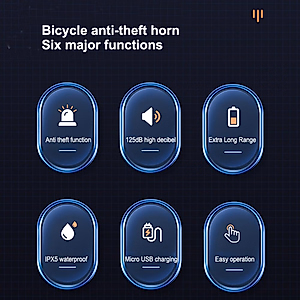 SEADEAR Electric Bike Horn 125db Bicycle Bell with Anti Theft Alarm, Portable USB Charging Alarm Waterproof Bicycle Horn Compatible for MTB/BMX/Scooter/Road Cycling