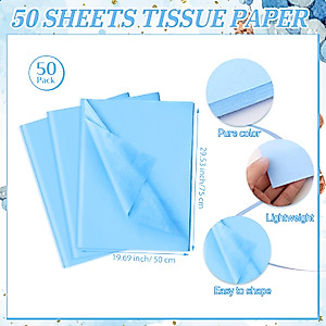 Resurhang 50 Sets Gift Bag for Baby Shower 50 Bear Baby Shower Goodie Bags Bear Paper Bag with Handles and Tissue Paper Baby Shower Party Favor Bags for Guests Gender Reveal Return Gift (Blue)