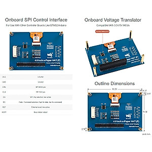 Bicool, 4.01inch ACeP 7Color EPaper Display HAT for Raspberry Pi and Jetson Nano, 640×400 Pixels EInk, SPI Interface,Low Power Consumption, Wide Viewing Angle