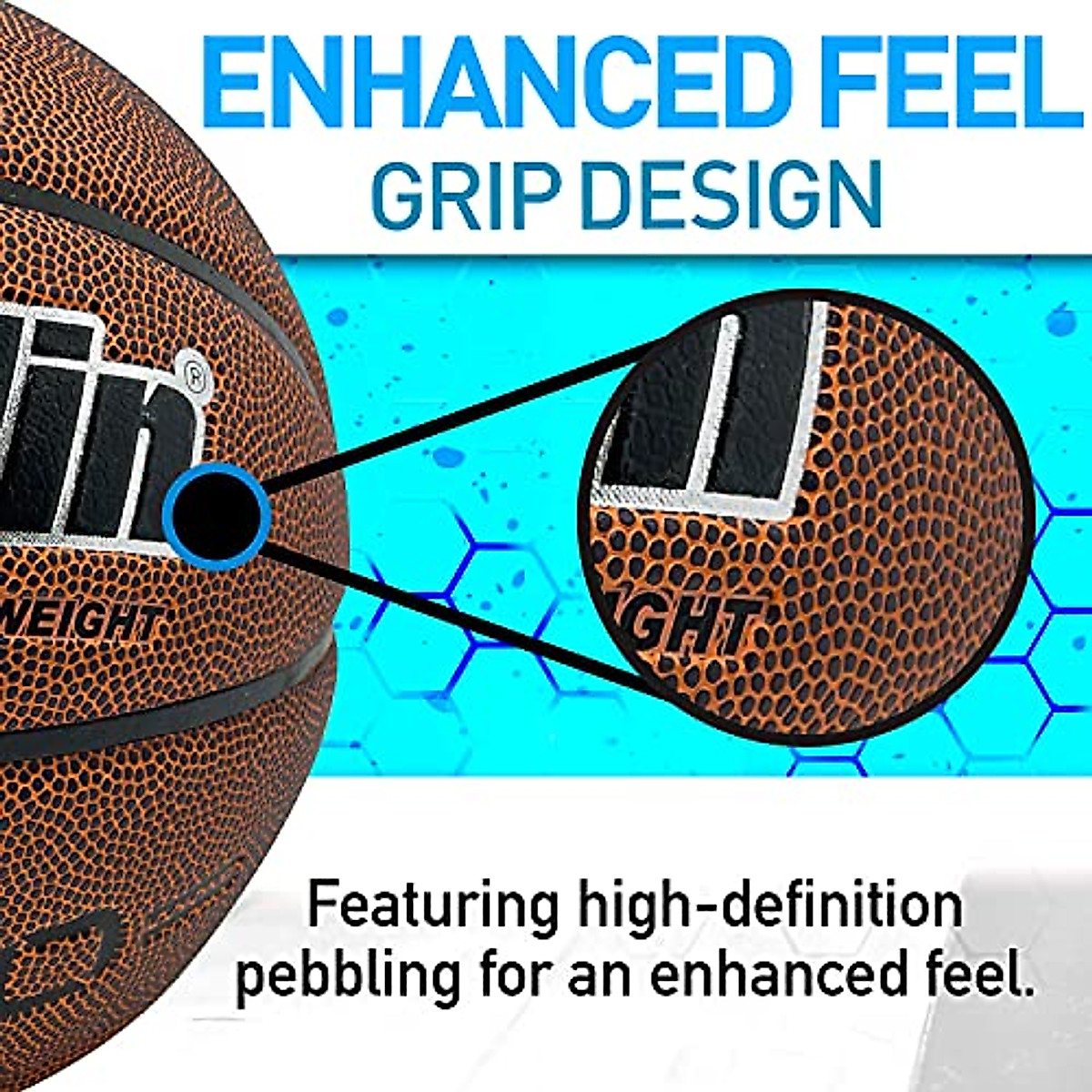 Franklin Sports 5000 Men's + Women's Indoor Basketballs - Official Size 29.5" Inch + 28.5" Inch Men's + Women's Basketball with Air Pump - Composite Indoor Basketballs - Regulation Size BasMketballs