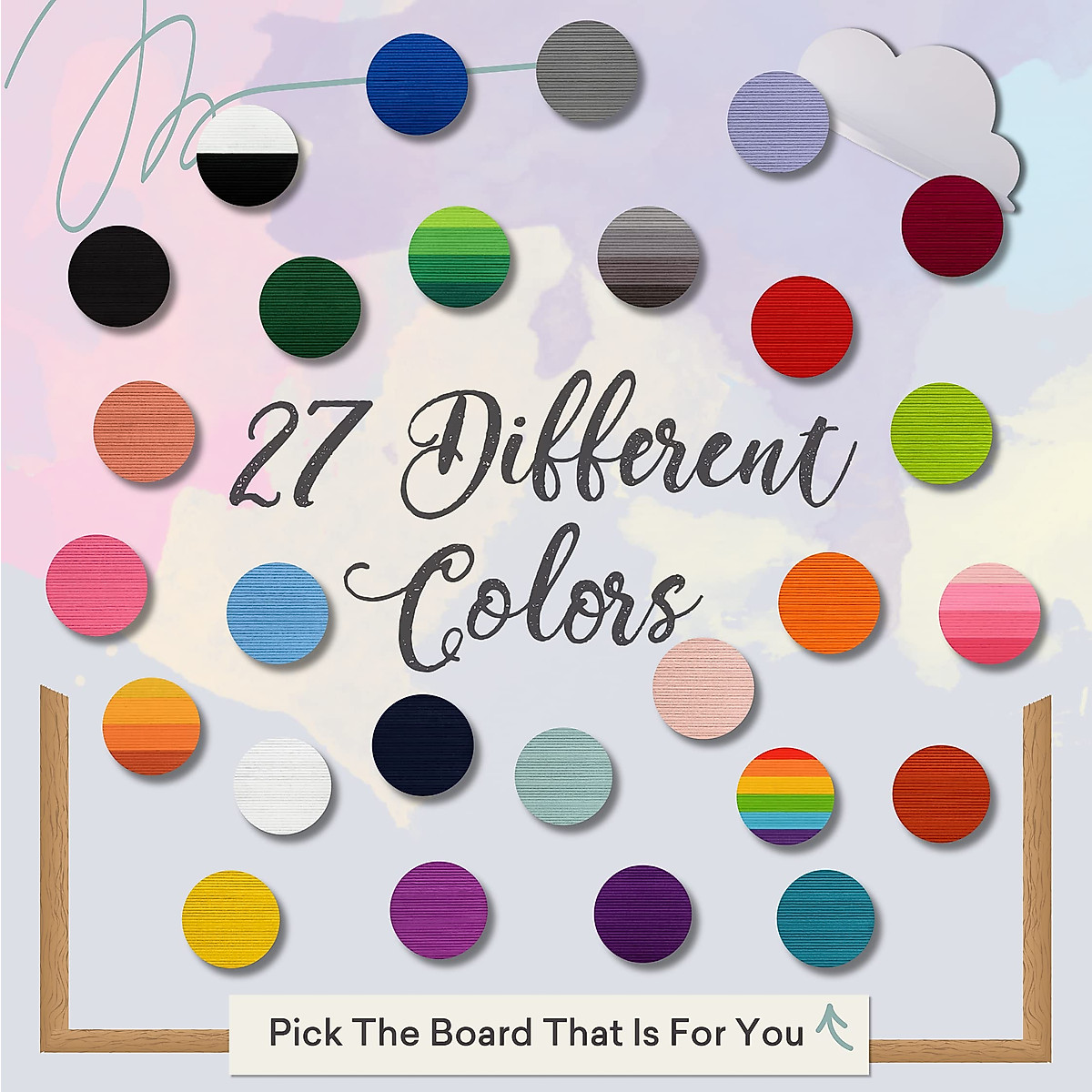 Felt Letter Board, 10x10in Changeable Letter Board with Letters White 300 Piece - Felt Message Board, Oak Frame Wooden Letter Board for Baby Announcements, Milestones, Office Decor & More (Gray)