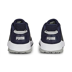 PUMA GOLF Men's Fusion Grip Extra Wide Golf Shoe, Puma Navy-Puma Silver-Quiet Shade, 13