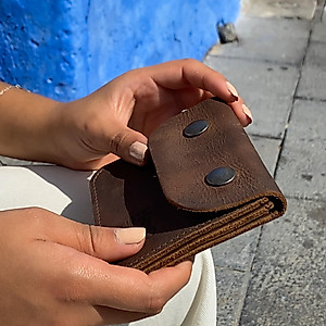 Hide & Drink, Wide Wallet with Slots for Cards, Coins, and Folded Bills, Cash Organizer, Coin Case, Travel Accessories, Full Grain Leather, Handmade, Bourbon Brown