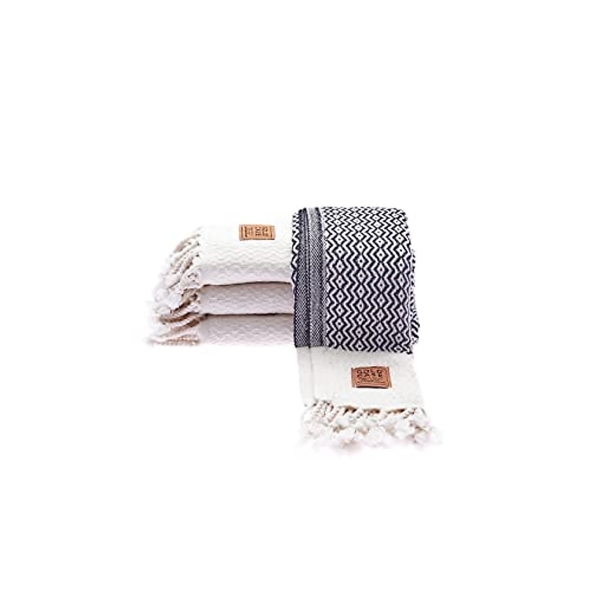 GOLD CASE Zeus Original Turkish Hand Towels - Set of 4-20x40 100% Cotton Decorative Bathroom and Kitchen Towel for Hand, Face, Hair, Head, Farmhouse, Yoga, Gym. Tea Towel & Dishcloth, Black