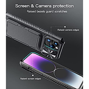 ATATOO Wallet Case for iPhone 14 Pro Max with Card Holder, Sliding Camera Cover, Military Grade Protective Case Compatible with iPhone 14 Pro Max 6.7 Inch 2022 - Black