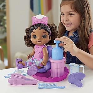 Baby Alive Sudsy Styling Doll, Black Hair, Includes 12-Inch, Salon Chair, Toys for 3 Year Old Girls and Boys and Up