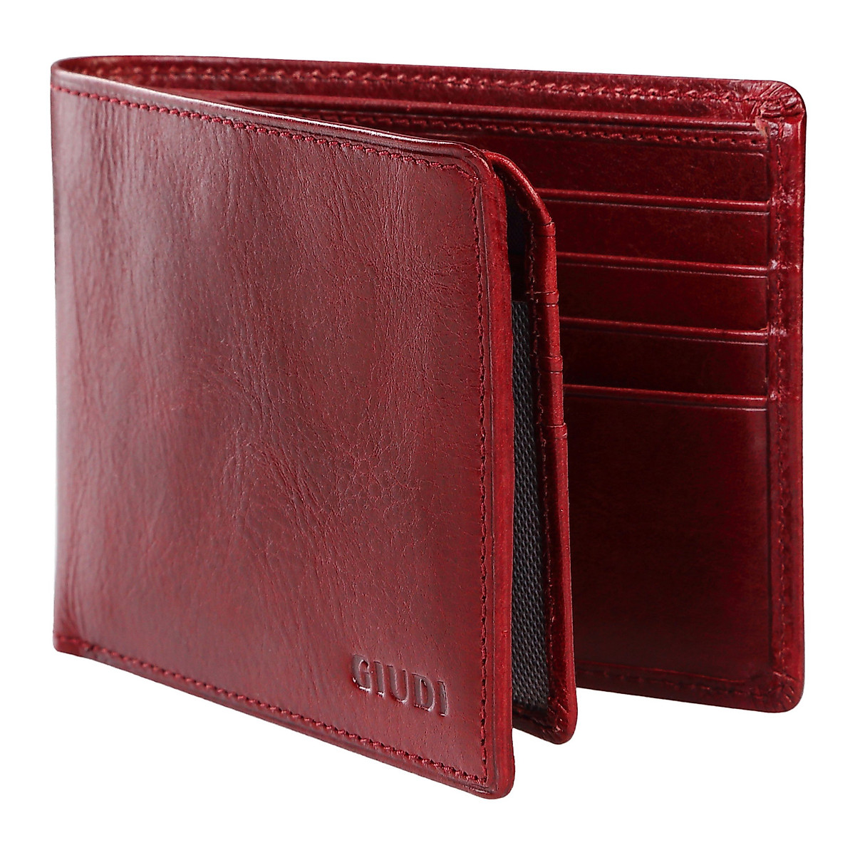 Giudi Deluxe Comfortable Bifold Men’s Wallet Made in Italy – 12 Business Credit Card Holder – ID Window - Soft Touch Genuine Cow Leather - Excellent Gift in Attractive Packaging