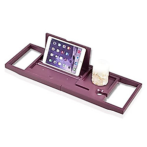 ZSEDP Extendable Bathtub Tray Spa Bathroom Tray Board Bathtub Tablet Organizer Home Storage (Color : E, Size : As Shown)