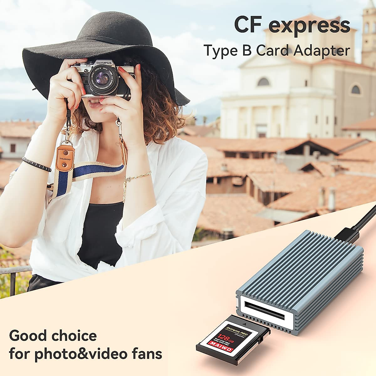 CFexpress Card Reader,MAIWO CFexpress Adapter with USB 3.1 Gen 2 10Gbps Interface,Support Windows/Mac/Linux/Android, for Professional Filmmakers, Photographers