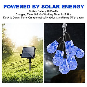 Solar String Lights 39.4FT 50LED Super Bright Solar Outdoor Lights Waterproof 8Modes Decorative Patio Lights Solar Powered for Outside Garden Camping Yard Porch Wedding Party Halloween Christmas-Blue