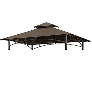 CoastShade 8X 5 BBQ Gazebo Double Outdoor BBQ Canopy,Patio and Outdoor Backyard BBQ Gazebo with LED Lights x 2 (Khaki, Straight 8 x 5ft - New)