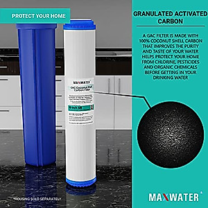 (9 Pack) Max Water Whole House Water Filter Set 20" x 2.5" Polypropylene Sediment, GAC Carbon, CTO Carbon Set compatible with most Slim Blue Whole House systems
