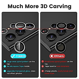 Tensea [3+2PCS] for Samsung Galaxy S22 Ultra Camera Lens Protector, 9H Tempered Glass Camera Cover Screen Protector Metal Individual Ring for S22 Ultra 5G 2022 Release (Clear)