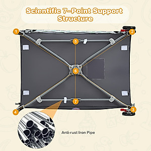 HONEY JOY Pack and Play with Bassinet, 5-in-1 Baby Bedside Sleeper w/Diaper Changing Table & Storage Bag, Toy Arch & Music Box, Detachable Side Rail, Portable Baby Play Yard w/Carry Bag(Gray)