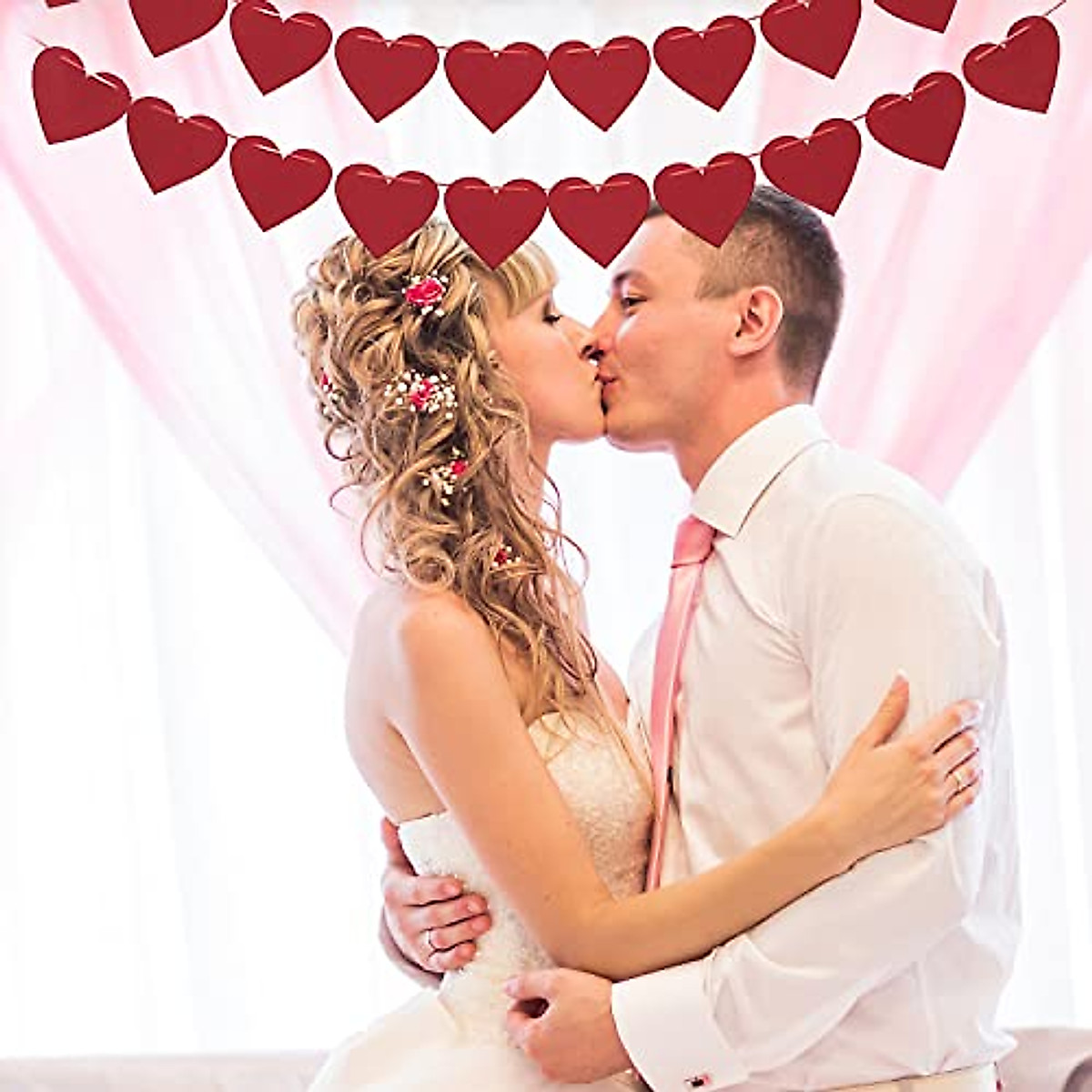 4 Packs Heart Garland Decorations for Valentines Decor Valentines Heart Felt Banner for Valentines Decorations, Anniversary, Wedding, Engagement Party Home Decor