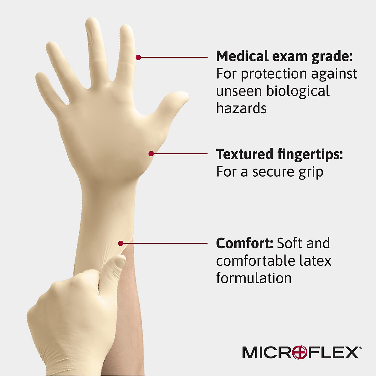 MICROFLEX 10-754 Daily Defense Disposable Latex Gloves for Cleaning, Food Prep, First Aid - Small, Natural (Box of 100)